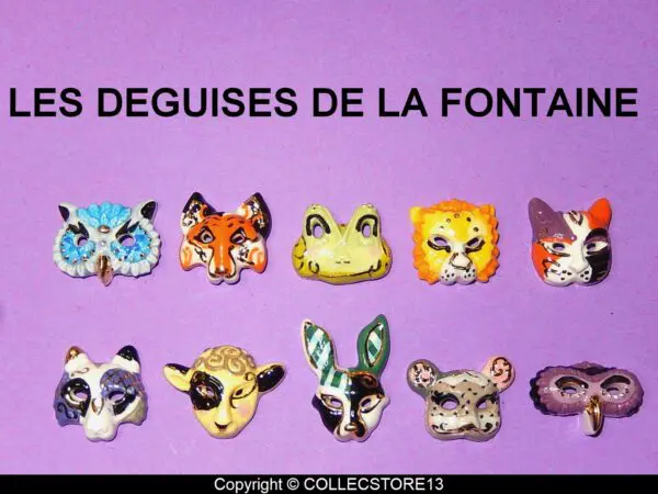 SERIE COMPLETE DE FEVES LES DEGUISES DE LA FONTAINE MASQUES ANIMAUX SERIE COMPLETE DE FEVES LES DEGUISES DE LA FONTAINE MASQUES ANIMAUX